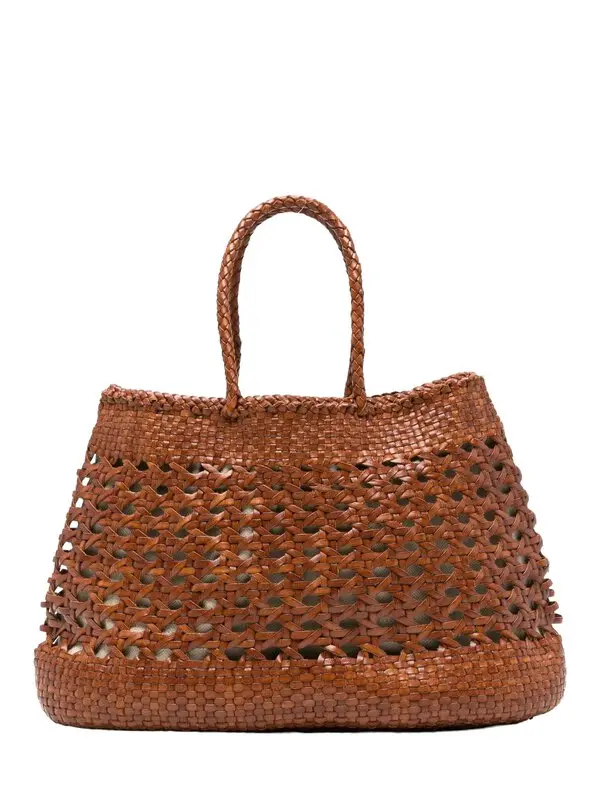 Dragon Diffusion Mini Woven Leather Bag With Tassel Handle - Marrone