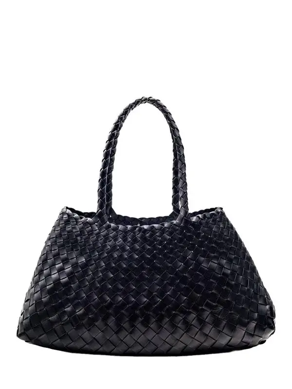 Dragon Diffusion Double-handle Woven Leather Tote - Nero