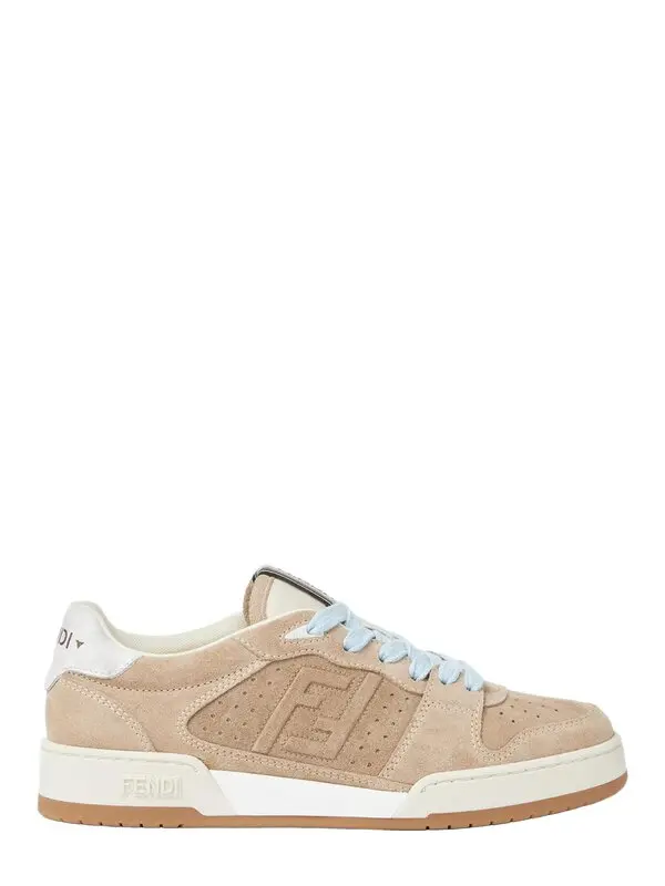 Fendi Leather Sneakers With Ff Embossing - Beige