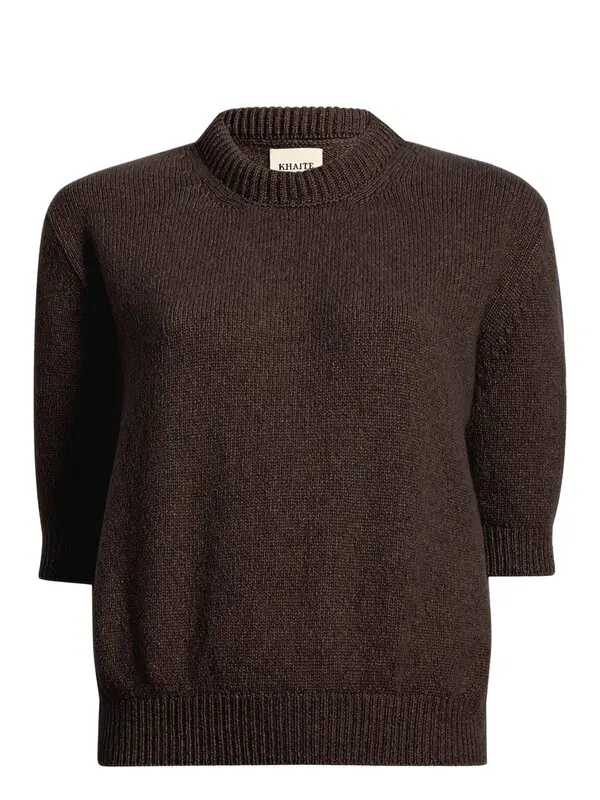 Khaite Cashmere Crewneck Sweater With Ribbed Trim - Marrone