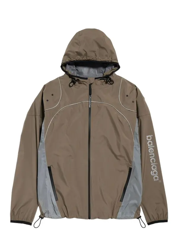 Balenciaga Zip-up Hooded Jacket With Drawstring Hem - Grey