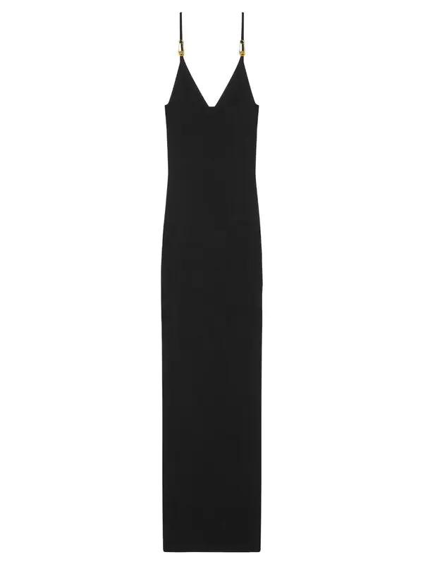 Versace Safety Pin Hardware V-neck Sleeveless Dress - Nero