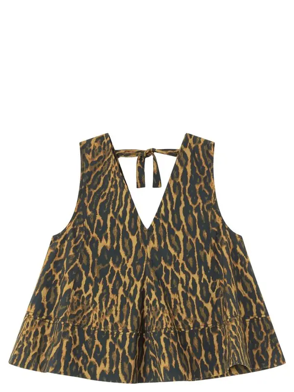 GANNI Leopard Print V-neck Mini Dress - Verde