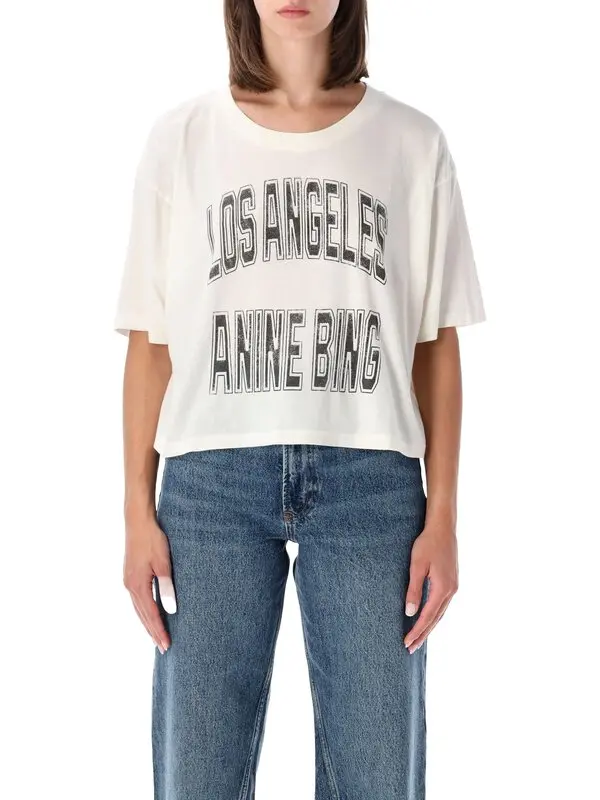ANINE BING Los Angeles" Cotton T-shirt - Bianco