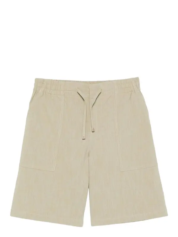 Drole De Monsieur Cotton Blend Bermuda Shorts With Drawstring Waist - Verde