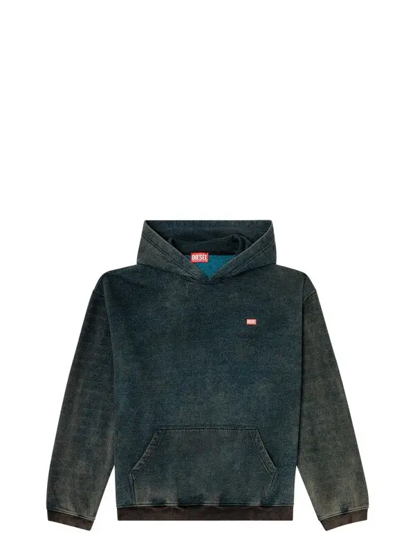 DIESEL® Hooded Sweatshirt With Chest Logo Print - Nero