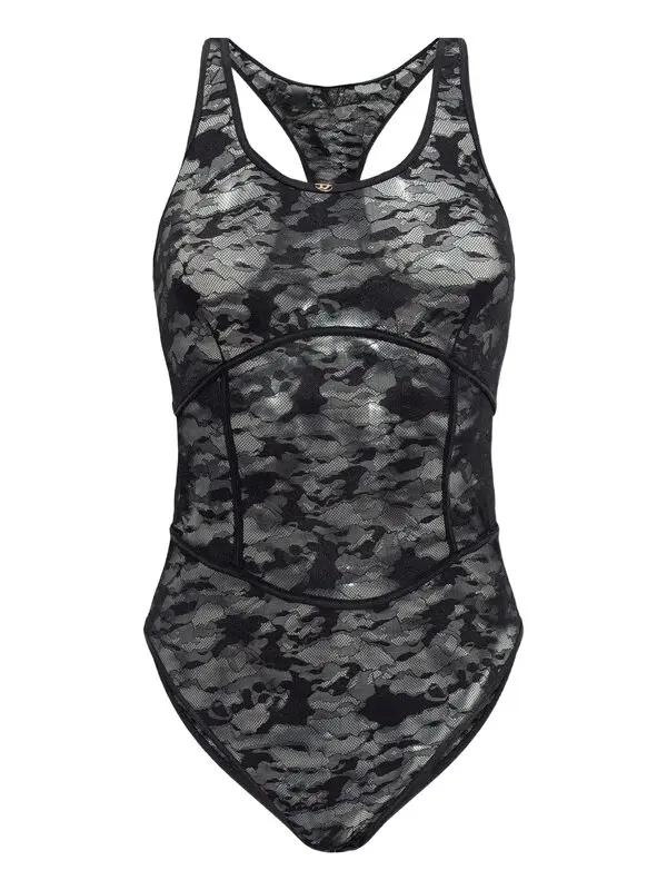 DIESEL® Crew Neck Bodysuit With Oval D Logo - Nero