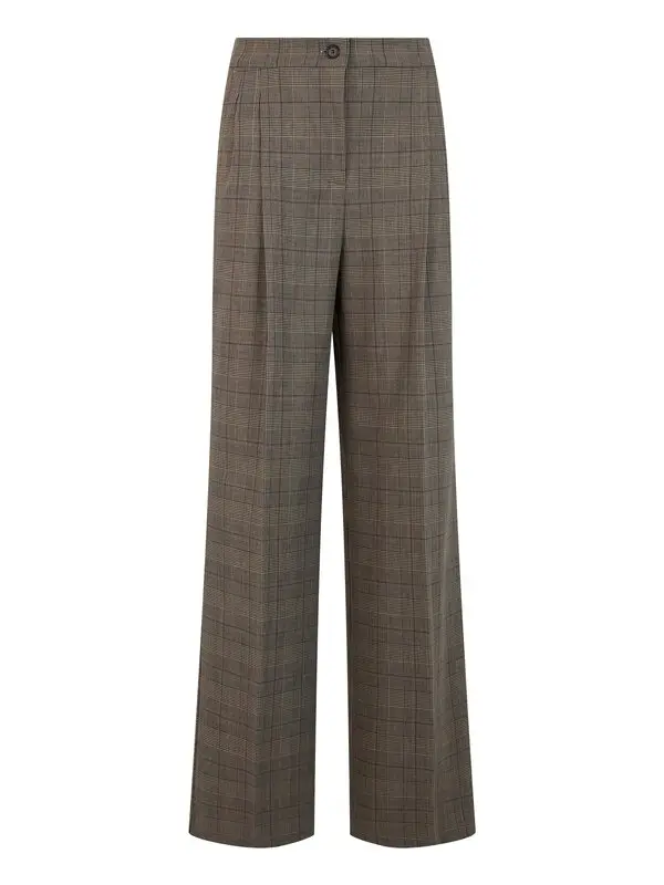Pinko Checkered Wide-leg Trousers - Brown