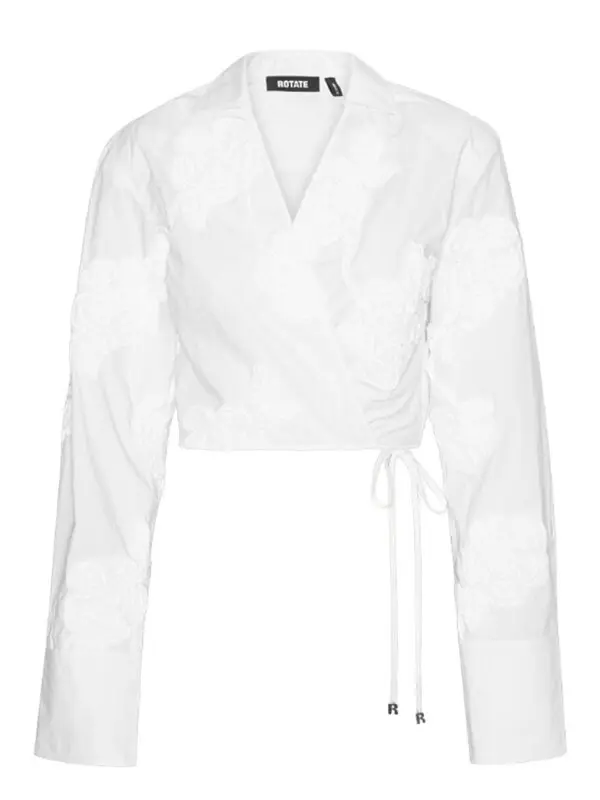ROTATE BY BIRGER CHRISTENSEN Embroidered Flower Wrap Shirt - Bianco