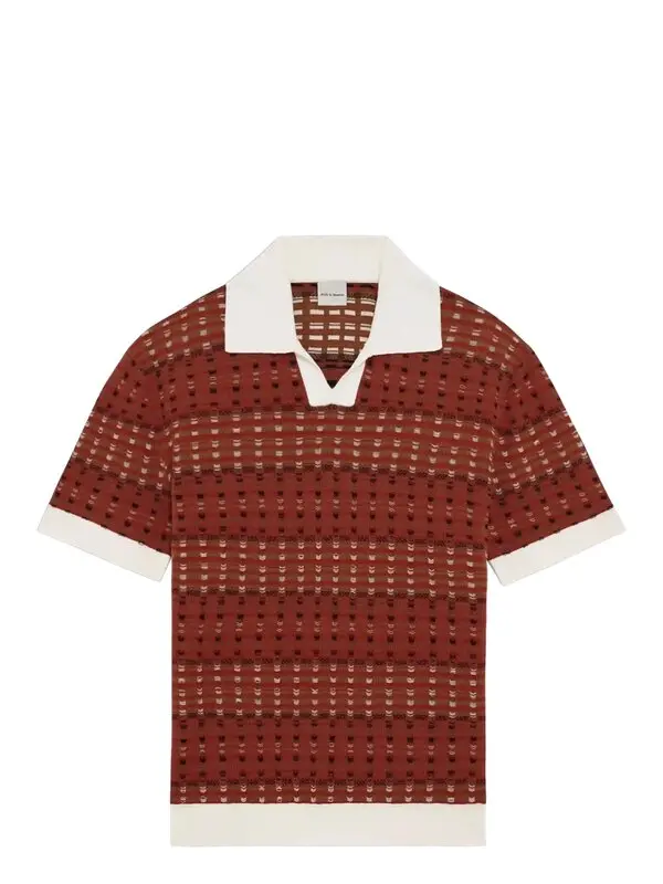 Drole De Monsieur Relaxed Fit Coogie-knit Open-collar Short-sleeve Polo - Rosso
