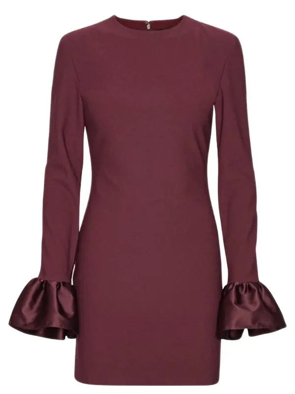 ROTATE BY BIRGER CHRISTENSEN Back Zip Long Sleeve Dress With Flared Cuffs - Rosso