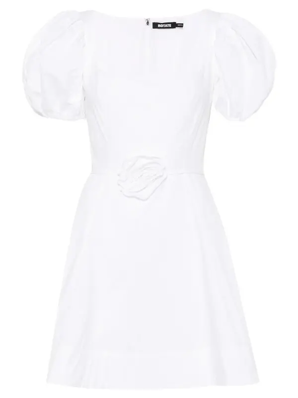 ROTATE BY BIRGER CHRISTENSEN Puff Sleeve Square Neck Mini Dress - Bianco