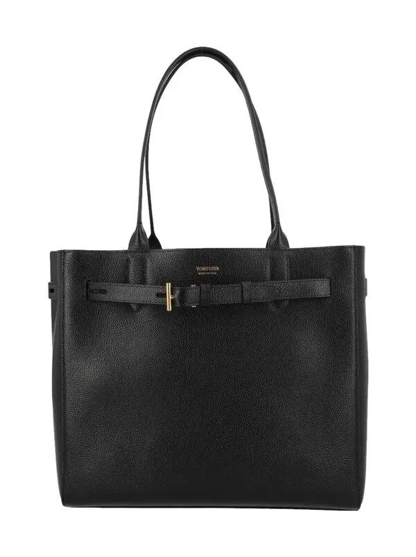 TOM FORD Textured Leather Tote Bag With Buckled Strap - Black