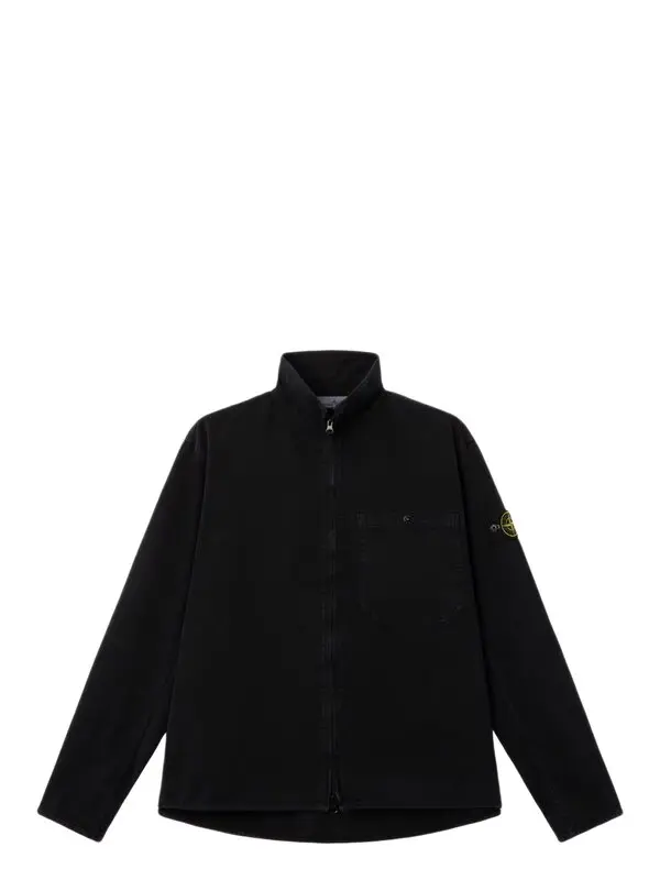 Stone Island Snap-button Chest Pocket Cotton Jacket With Adjustable Cuffs - Nero