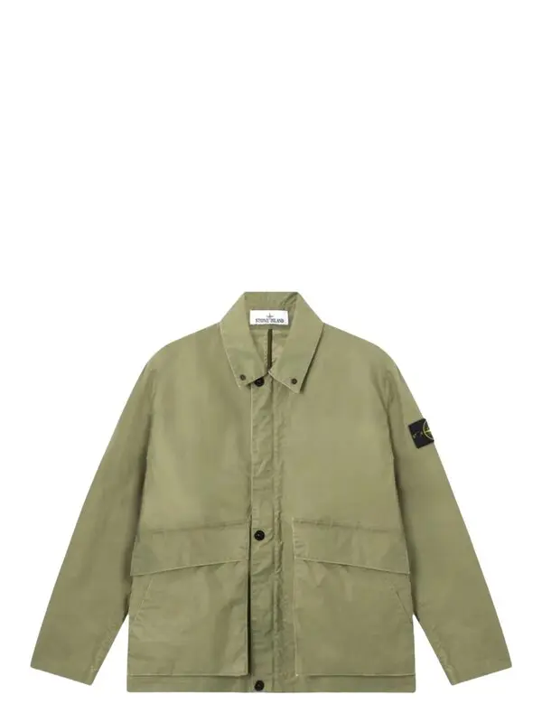Stone Island Stand-collar Zip Jacket With Snap-placket Pockets - Verde