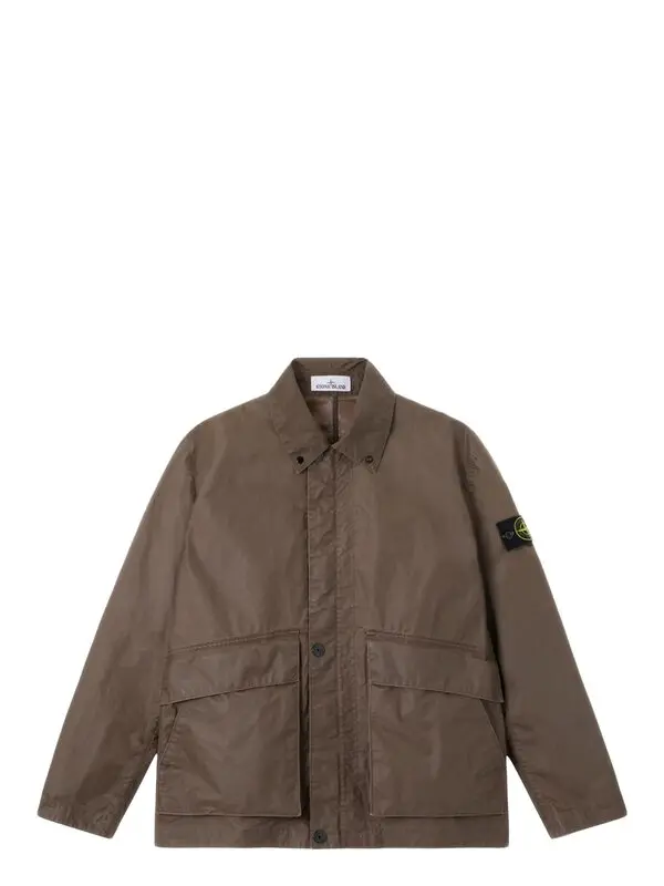 Stone Island Stand Collar Jacket With Welt Pockets - Marrone