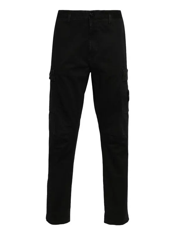 Stone Island Regular Fit Cotton-elastane Cargo Pants With Badge Detail - Nero