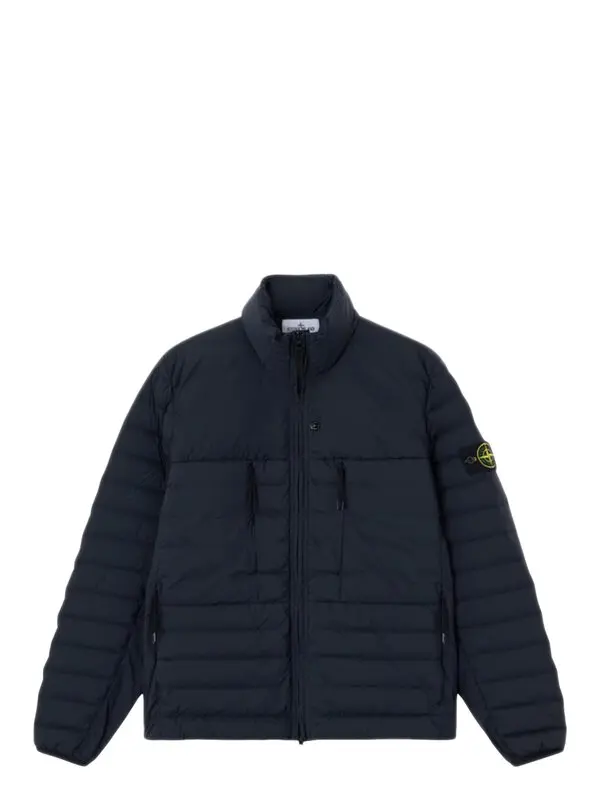Stone Island Stand Collar Zip Jacket With Badge Detail - Blu