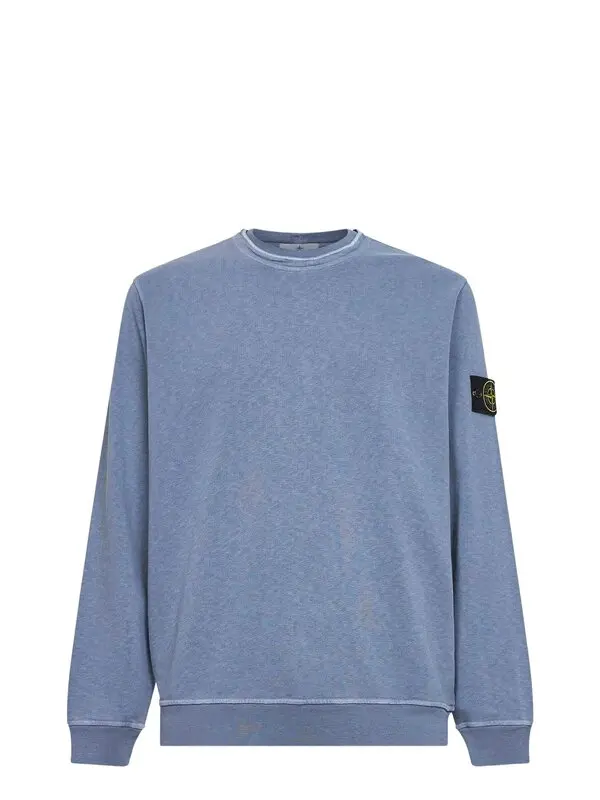 Stone Island Crewneck Sweatshirt With Badge - Blu