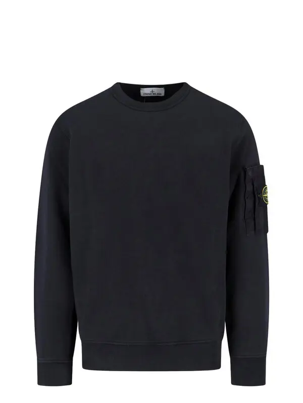 Stone Island Cotton Ripstop Patch Pocket Sweatshirt - Nero