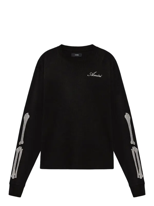 Amiri Bones Embroidered Cotton Crewneck Sweater - Nero