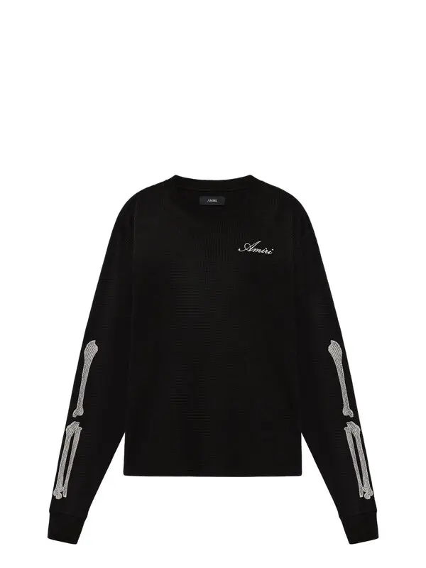 Amiri Bones Embroidered Cotton Crewneck Sweater - Nero