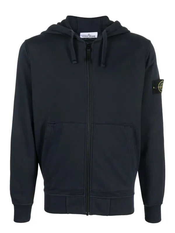 Stone Island Zip-up Cotton Hooded Jacket - Blu