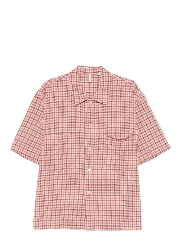 SUNFLOWER Loose-fit Cotton Short-sleeve Shirt With Mother-of-pearl Buttons - Rosa