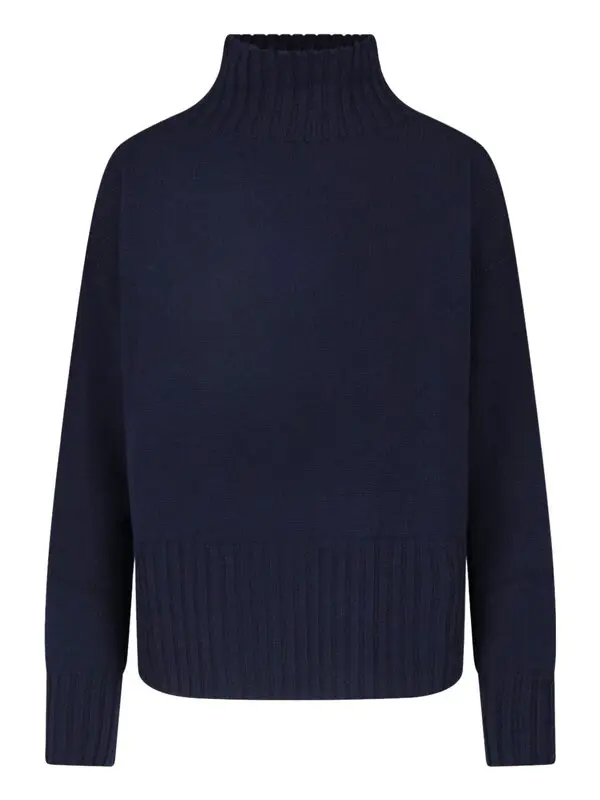DRUMOHR 100% Merino Wool High Neck Knit Sweater - Blue