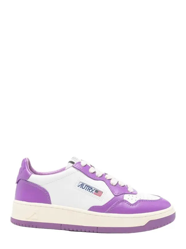 AUTRY Leather Sneakers With Perforated Toe And Logo Rubber Sole - Viola