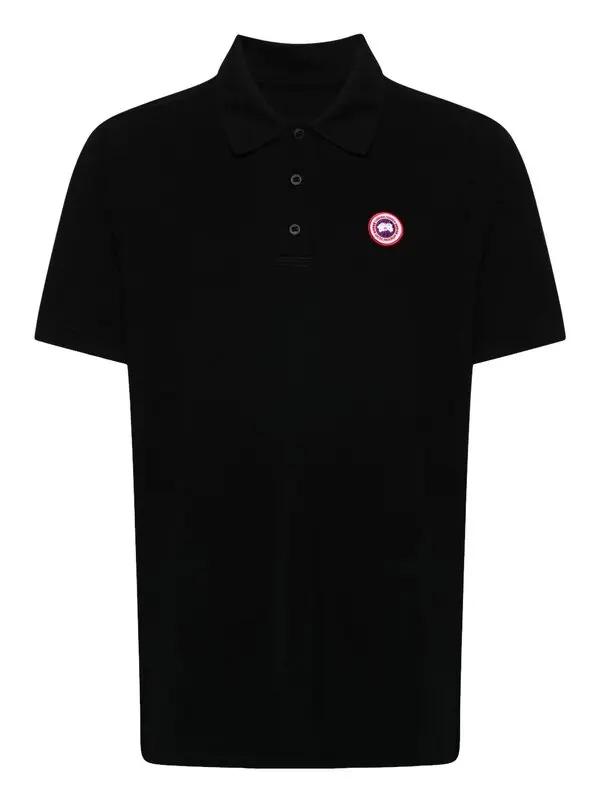 Canada Goose Rib-knit Collar Polo Shirt With Sleeve Cuffs And Side Slits - Nero