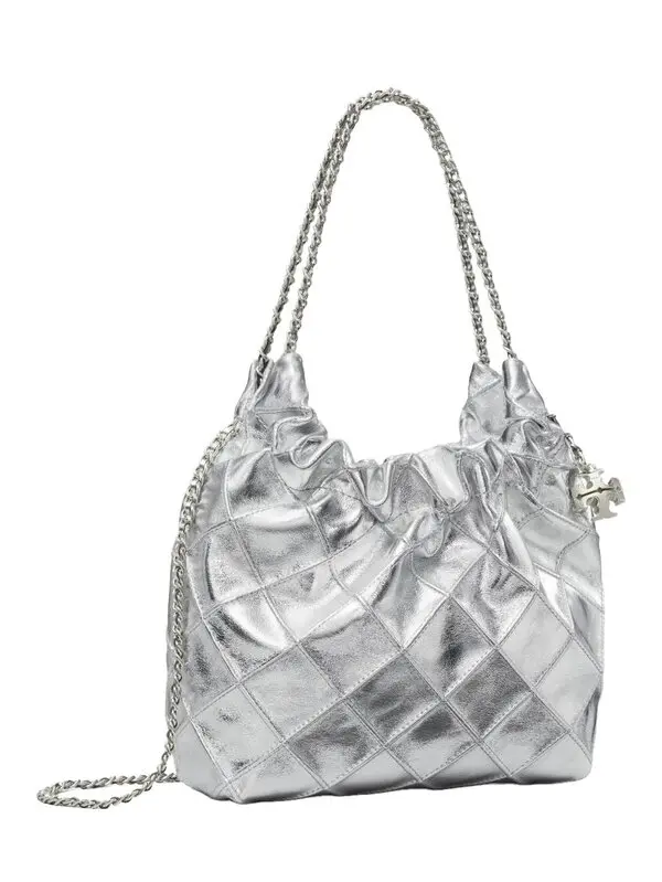 Tory Burch Crinkled Napa Leather Mini Chain-handle Bag - Argento