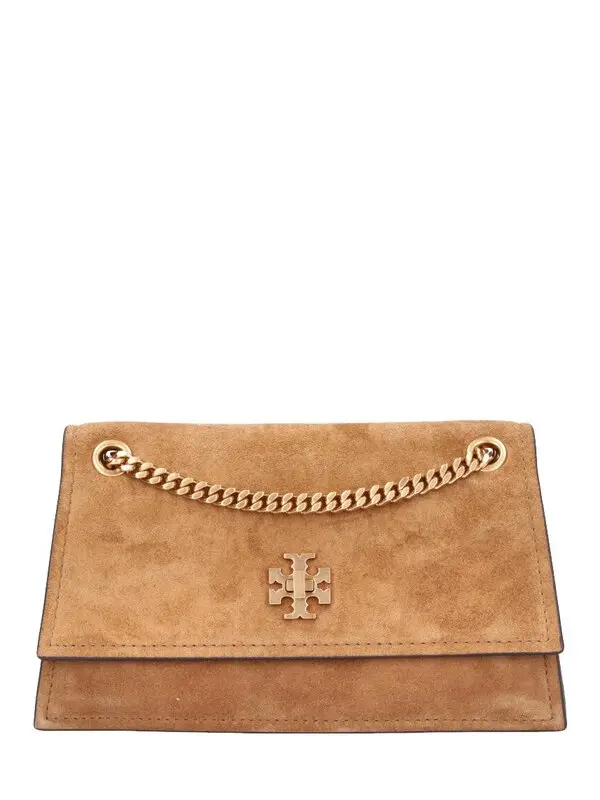 Tory Burch Bovine Suede Crossbody Bag With Gold Tone Chain Strap - Brown