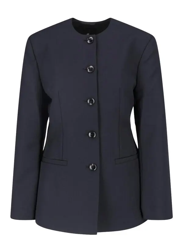 ANINE BING Wool-blend Stand Collar Jacket - Black