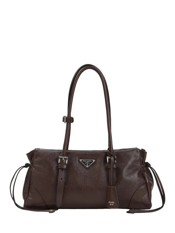 Prada Calf Leather Shopping Handbag - Brown