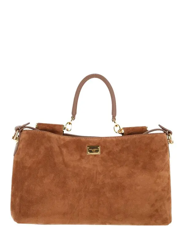 Dolce & Gabbana Suede Top Handle Satchel - Brown