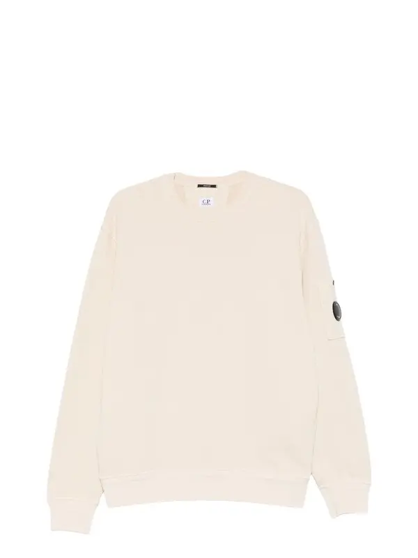 C.P. COMPANY Cotton Crewneck Sweatshirt With Magnifying-glass Pocket - Bianco