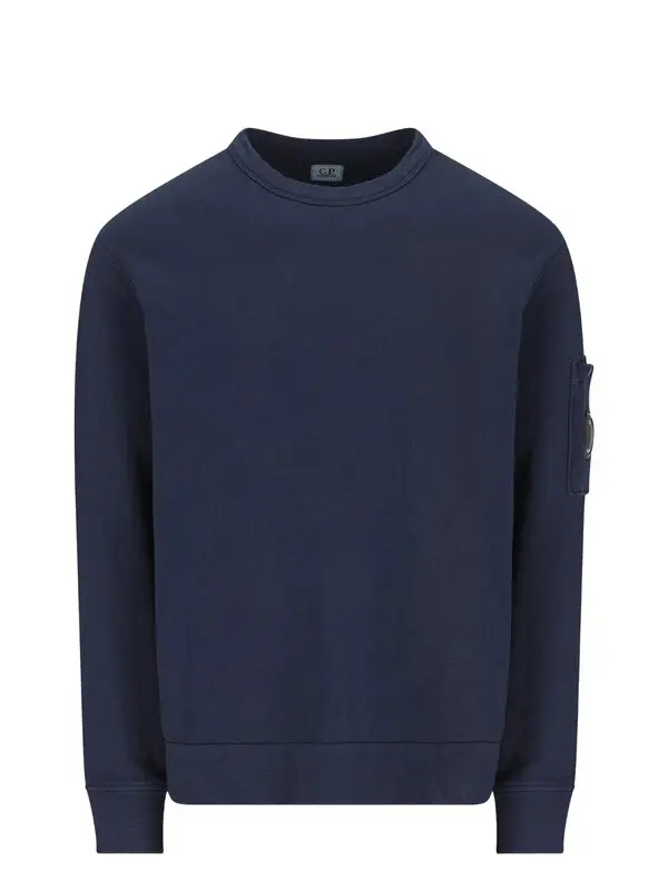 C.P. COMPANY Crewneck Cotton Sweatshirt With Magnifying Pocket - Blu