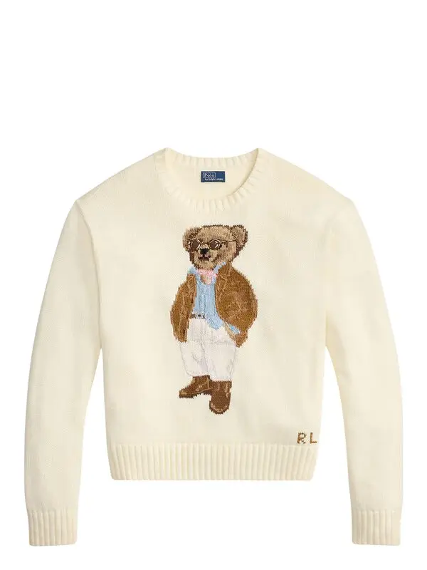 Polo Ralph Lauren Relaxed Fit Polo Bear Sweater - Bianco