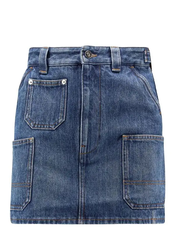 Givenchy Paris Embroidered Back Patch Mini Skirt - Blu