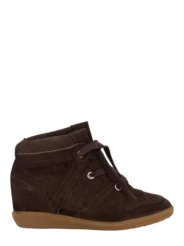 Isabel Marant Étoile Wedge Lace-up Leather Sneaker - Brown