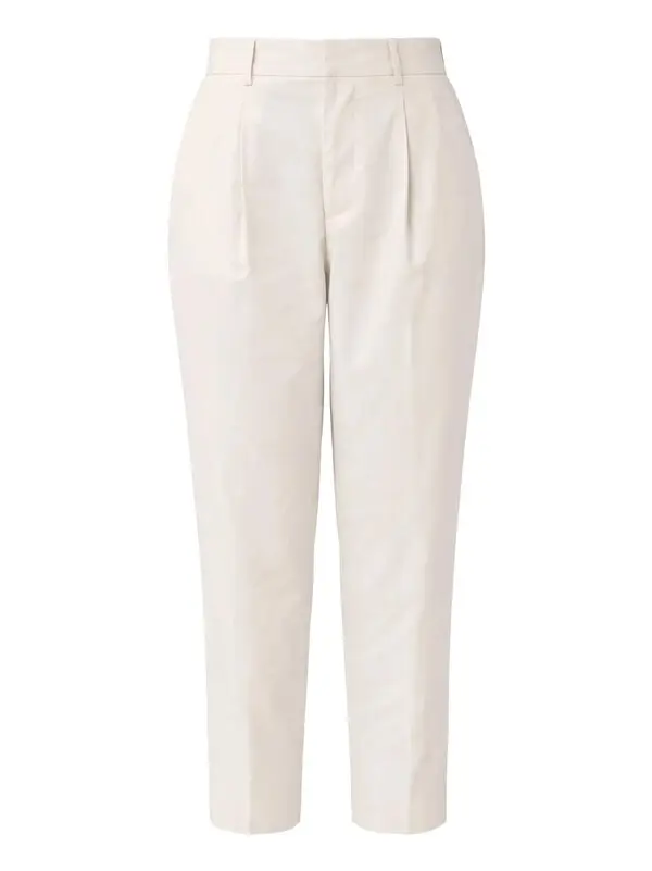 PT TORINO Lightweight Cotton-blend Trousers With Zip & Button Closure - Bianco