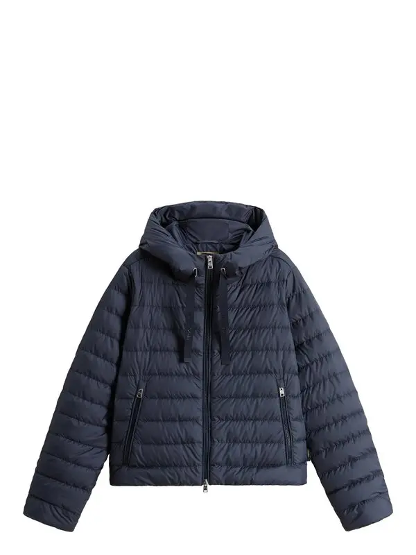 Woolrich Horizontal Quilted Hooded Zip-up Jacket - Blu