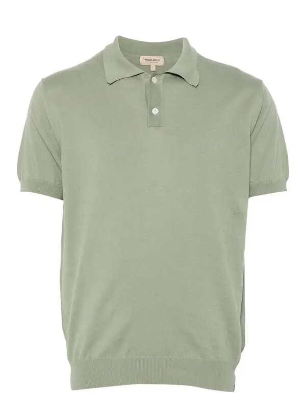 Woolrich Wool-blend? No-cotton Button-front Ribbed Polo Shirt - Verde