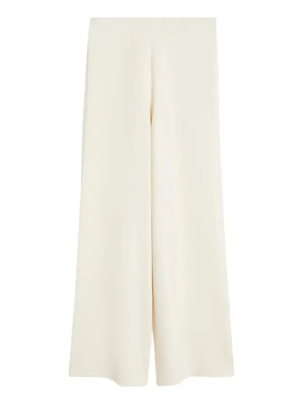 Max Mara Straight-cut Trousers With Logo Elasticated Waist - Bianco