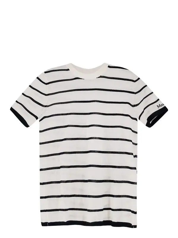 Max Mara Striped Crewneck Short Sleeve Sweater - Bianco