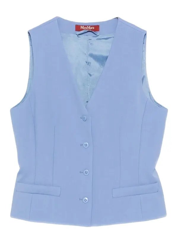Max Mara Wool Crepe Satin Vest - Azzurro