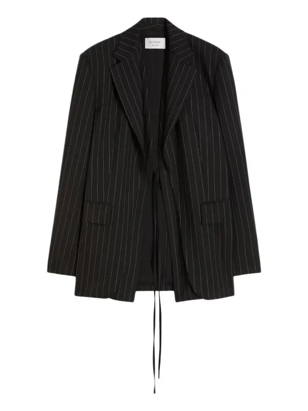Sportmax Pinstripe Lapel Neckline Double-front Jacket - Nero
