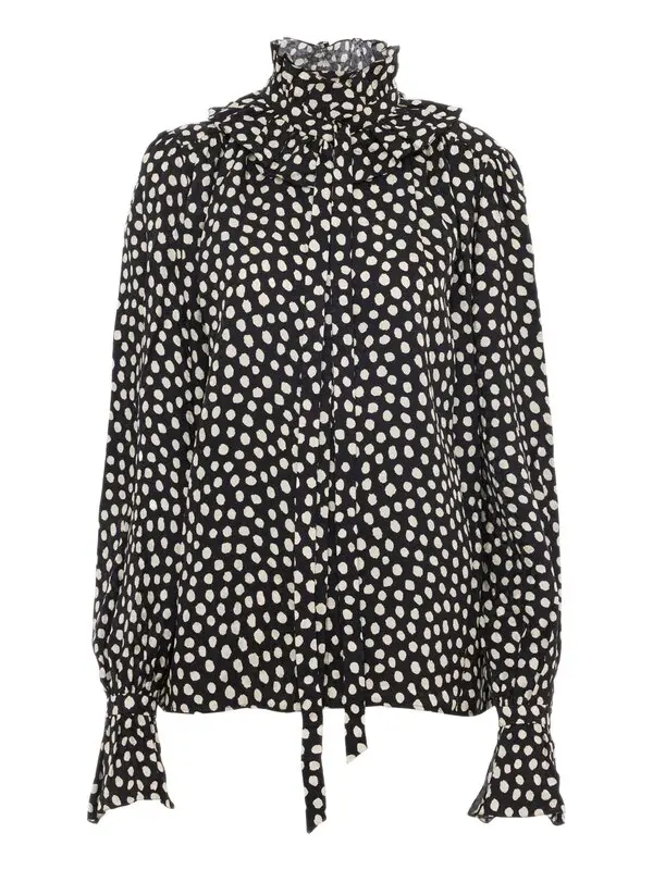 Chloé High-neck Silk Blouse With Front Tie - Nero