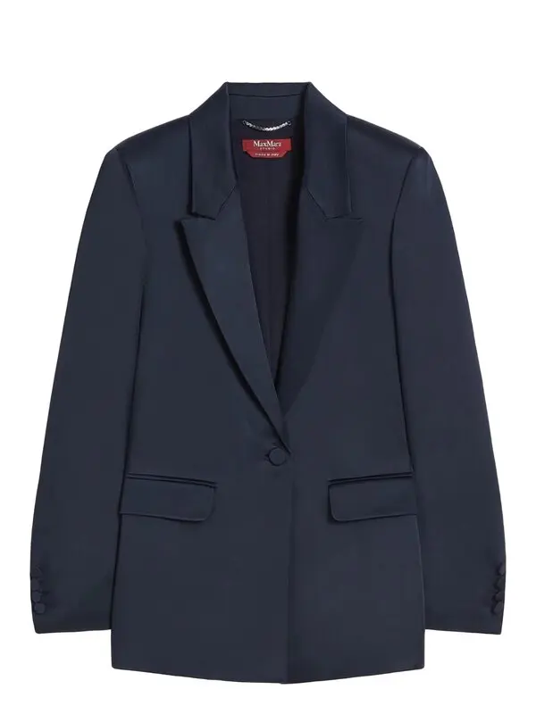 Max Mara Silk-effect Single-breasted Jacket With Notched Lapel - Blu